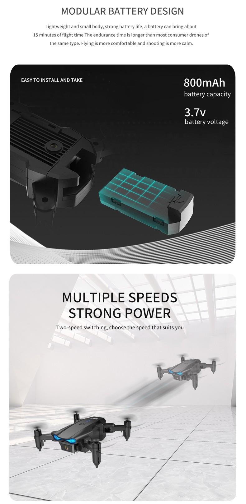 Cumpara Mini Drona Smart Cu 2 Camere 4K + HD, 2 Viteze, Controller Cu ...